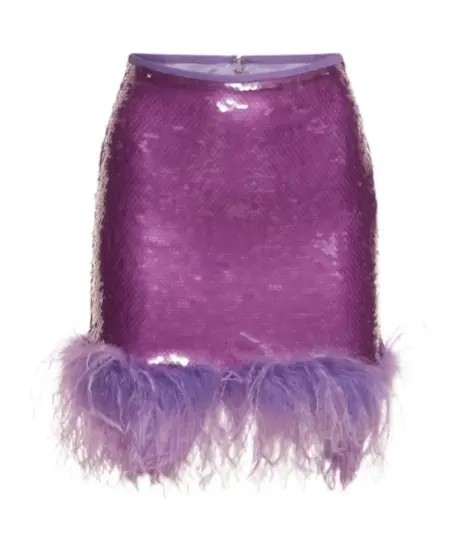 Giuseppe Di Morabito Sequined Mini Skirt With Feather Trim - Purple