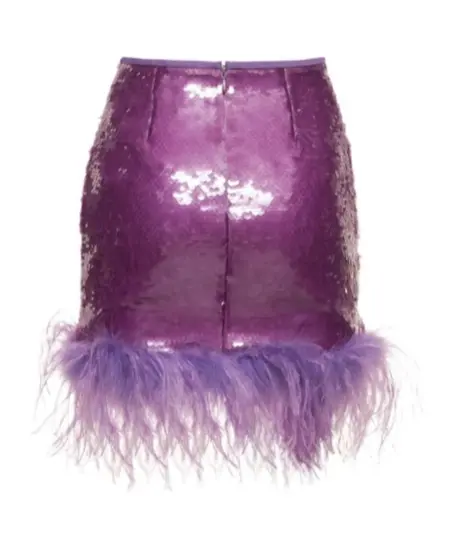 Giuseppe Di Morabito Sequined Mini Skirt With Feather Trim