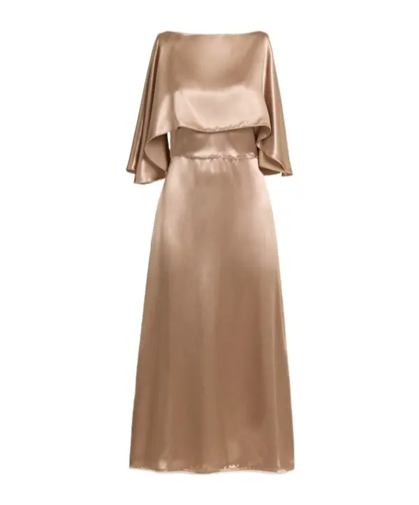 Fabiana Filippi Two-piece Satin Midi Dress With Detachable Cape