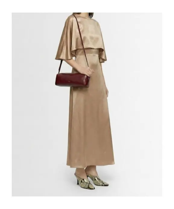 Fabiana Filippi Two-piece Satin Midi Dress With Detachable Cape