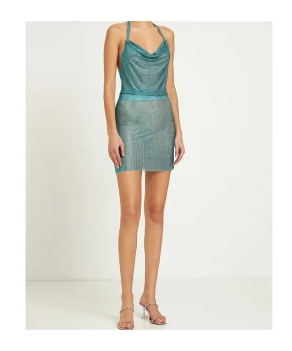 Giuseppe Di Morabito Embellished Net Mini Skirt - Green