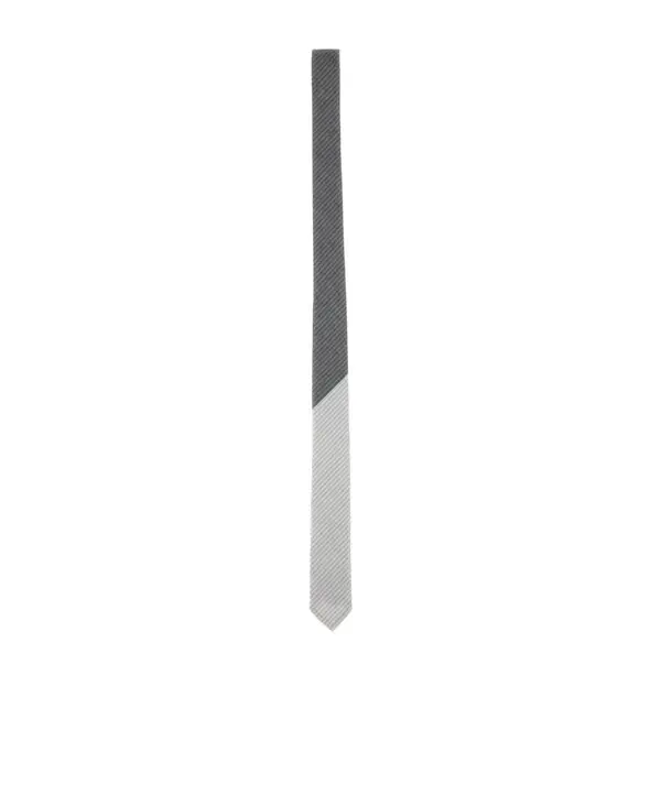 Thom Browne Tonal University Striped Neck Tie - Gray
