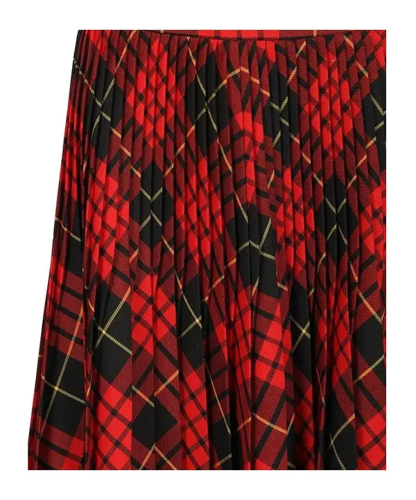 Alexander McQueen Tartan Asymmetric Pleated Skirt