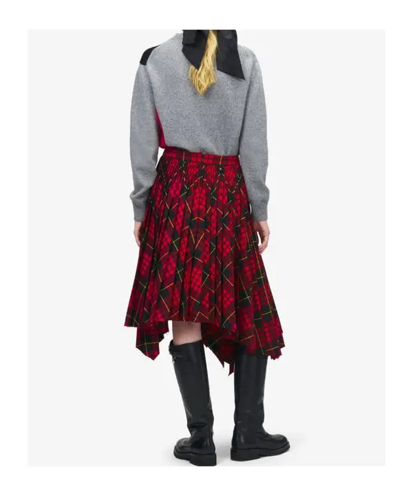 Alexander McQueen Tartan Asymmetric Pleated Skirt