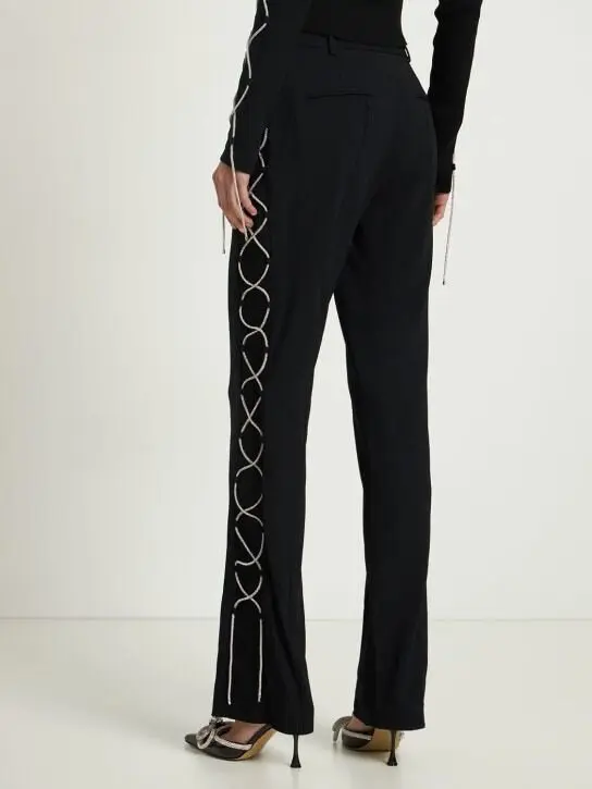 Giuseppe Di Morabito Embellished Lace-up Stretch Envers Satin Pants
