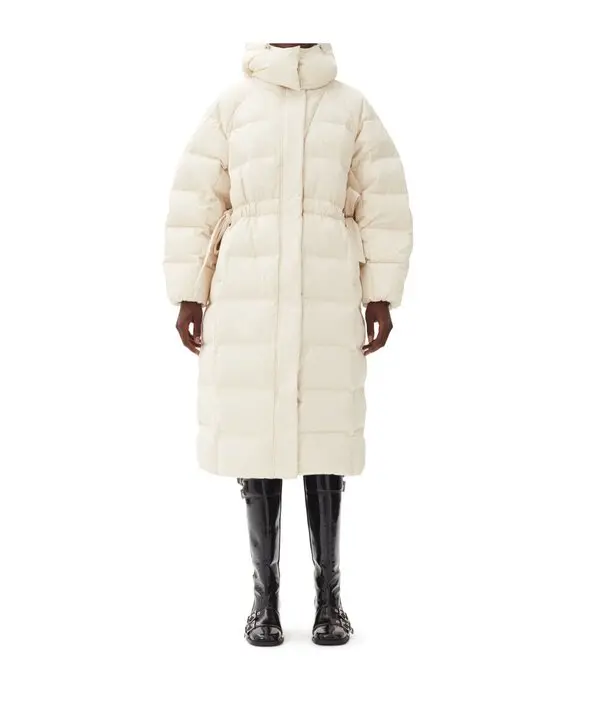 GANNI Quilted Down Puffer Coat With Logo