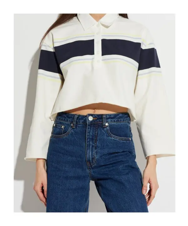 RE/DONE Striped Long Sleeve Polo Shirt