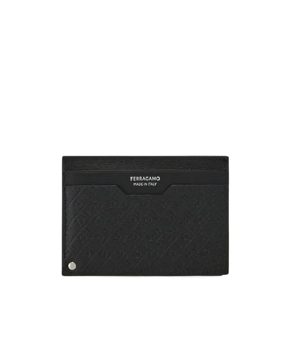 FERRAGAMO Lettering Credit Card Holder - Black