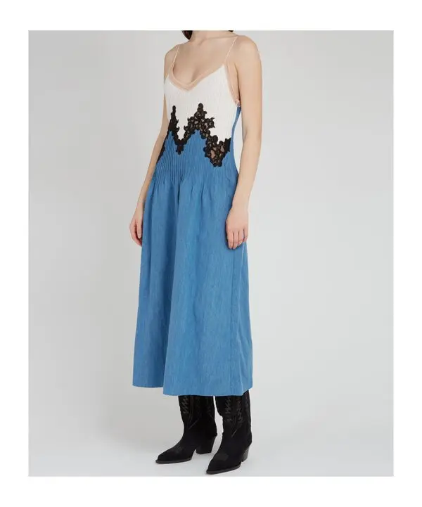Gabriela Hearst Susso" Suspenders Dress With Lace Insert
