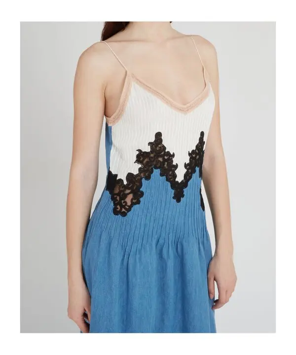 Gabriela Hearst Susso" Suspenders Dress With Lace Insert