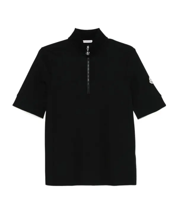 Moncler Logo Patch Short Sleeve Zip Up T-shirt