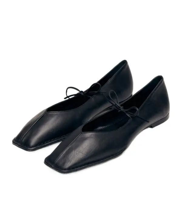 ALOHAS Square-toe Ballet Flats With Self-tie Bows