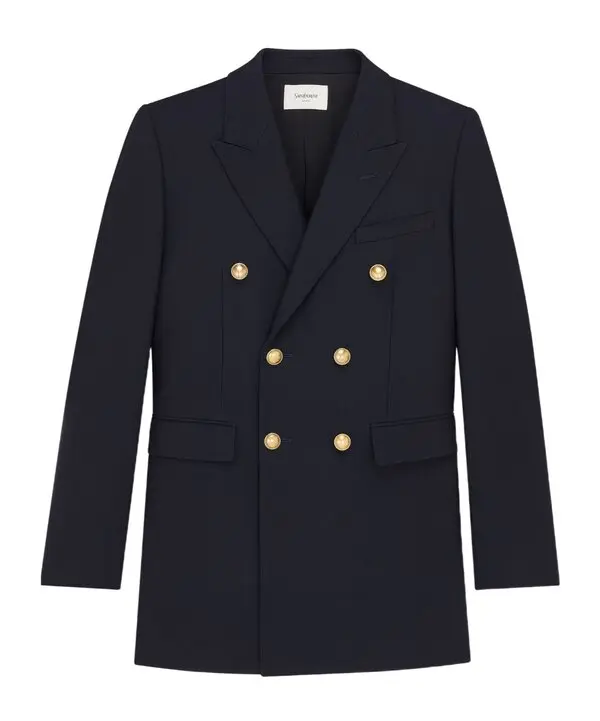 Saint Laurent Wool Gabardine Double-breasted Jacket