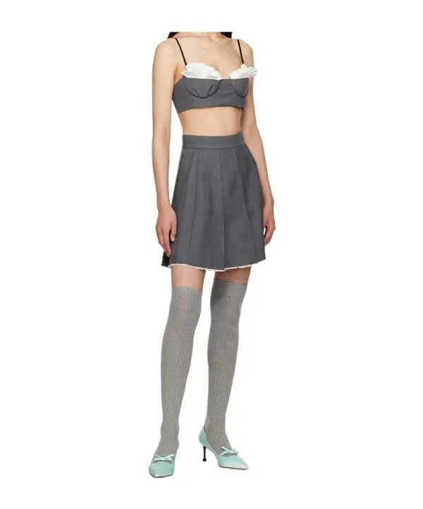 SHUSHU/TONG Pleated Twill Mini Skirt