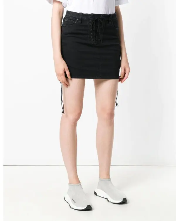 BEN TAVERNITI UNRAVEL PROJECT Lace-up Denim Skirt