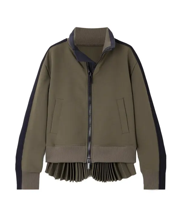 Sacai Zip-up Jacket With Pleated Back