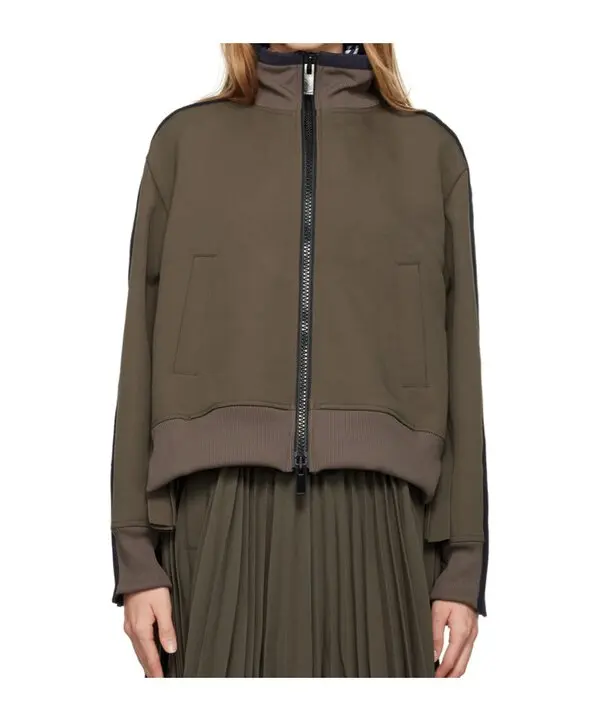 Sacai Zip-up Jacket With Pleated Back