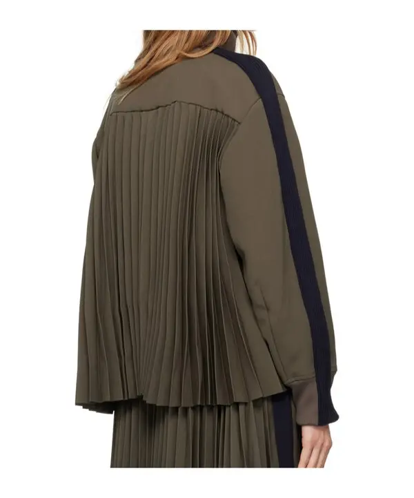 Sacai Zip-up Jacket With Pleated Back