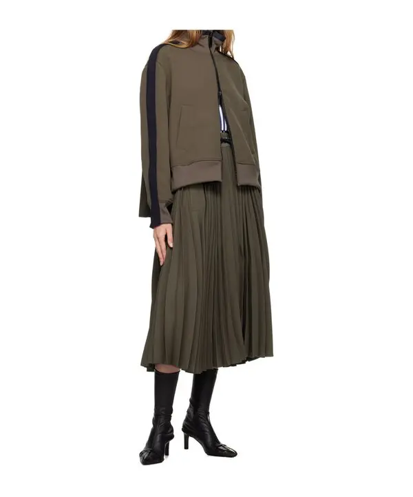 Sacai Zip-up Jacket With Pleated Back