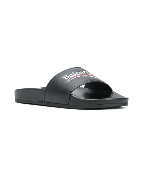 Balenciaga Logo Embossed Pull-on Sandals