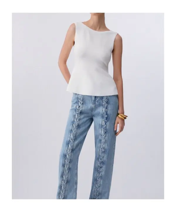 Liu Jo Round Neck Poplin Top With Back Bow Detail