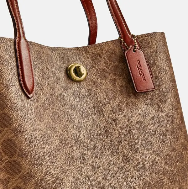 COACH Logo Pattern Shoulder Bag - Tan Rust