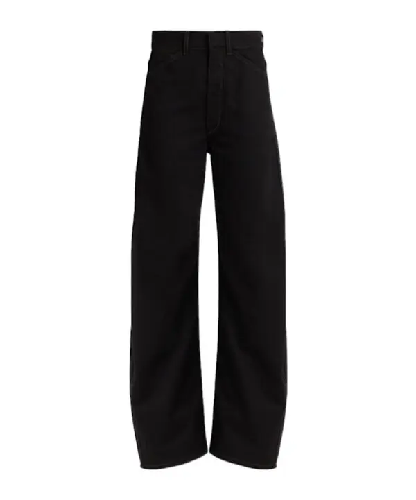 LEMAIRE High Waist Curved Cotton Pants - Black