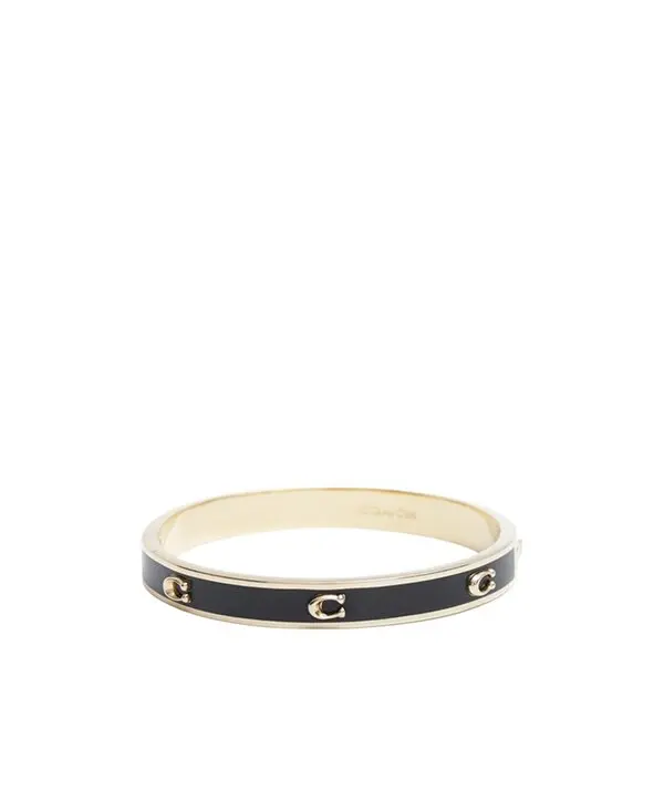 COACH Logo Detail Bangle - Black/gold
