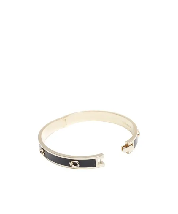 COACH Logo Detail Bangle - Black/gold