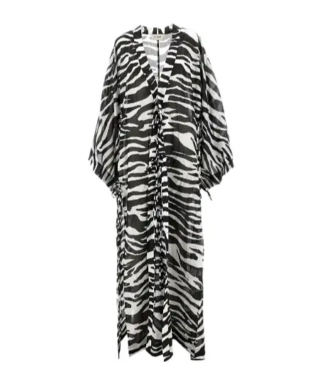 Attico Zebra-printed Kaftan - White And Black