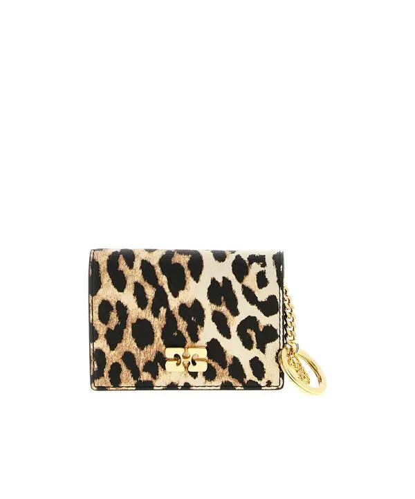 GANNI Card Holder With Butterfly Logo Keychain - Nude