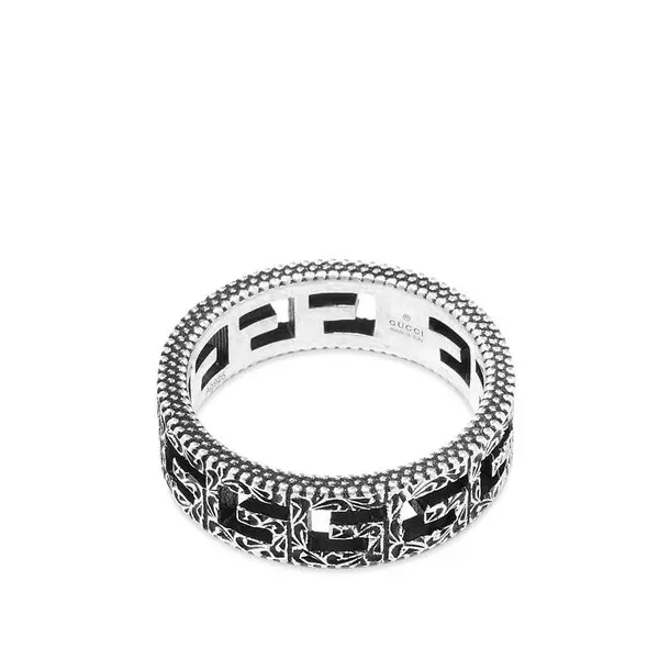 Gucci Silver Cube Ring With G Pattern