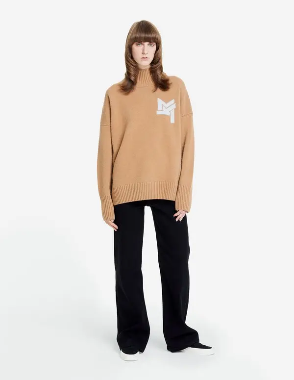Maison Kitsuné High-necked Wool Pullover With Inlaid Logo
