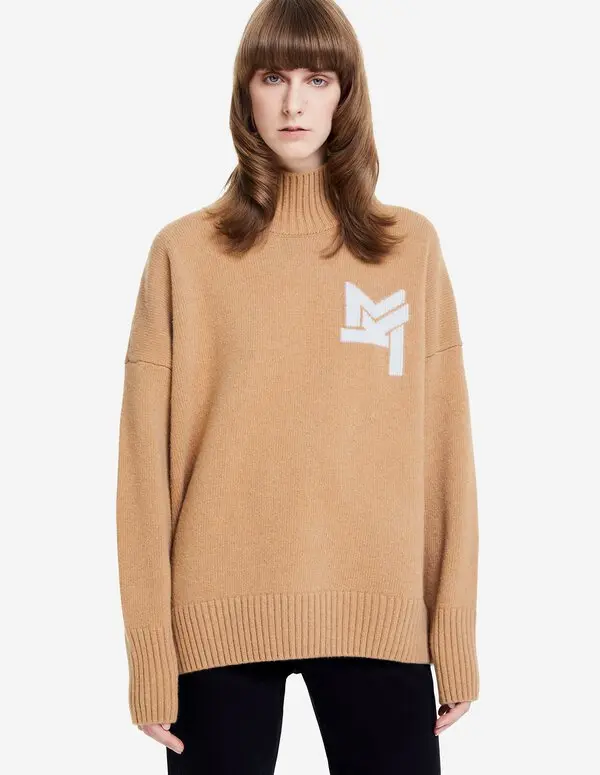 Maison Kitsuné High-necked Wool Pullover With Inlaid Logo