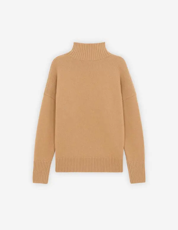 Maison Kitsuné High-necked Wool Pullover With Inlaid Logo