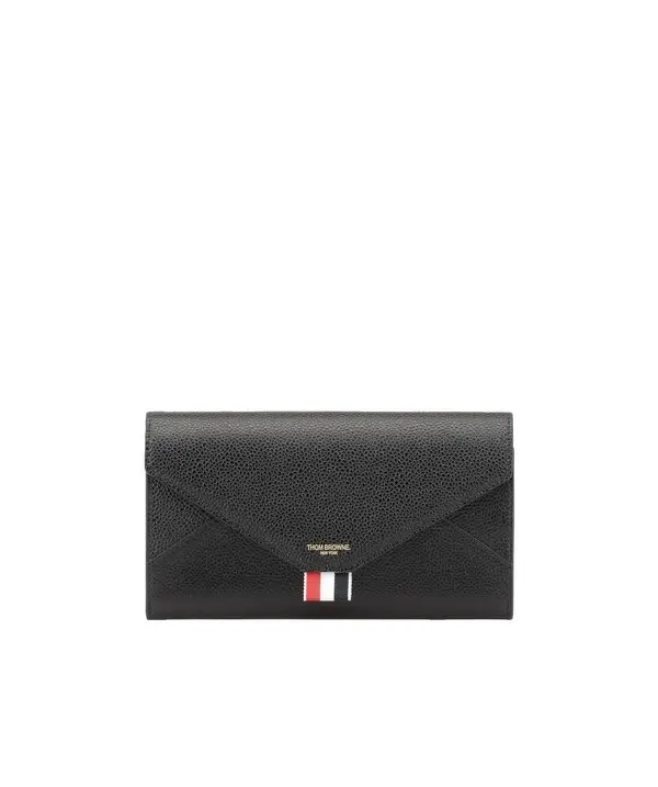 Thom Browne Logo Printed Envelope Continental Wallet - Black