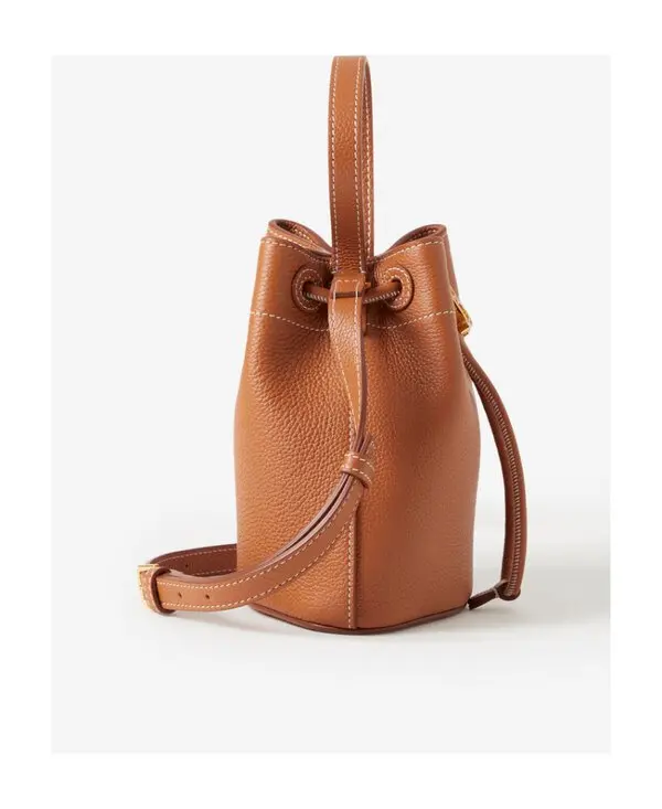 Burberry Tb Monogram Plaque Drawstring Bucket Bag - Brown