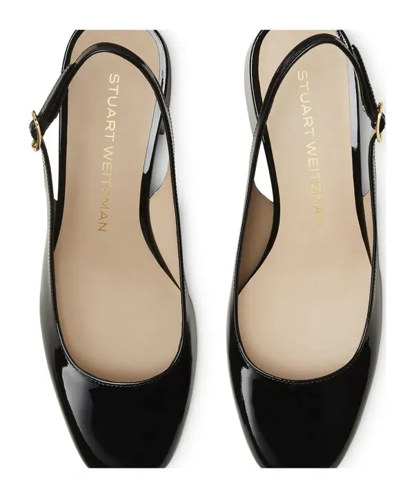 STUART WEITZMAN Maeve Slingback 35 Block Heel - Black