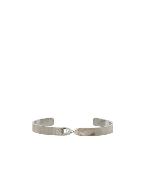 MAISON MARGIELA Logo Engraved Twisted Bracelet - Gray