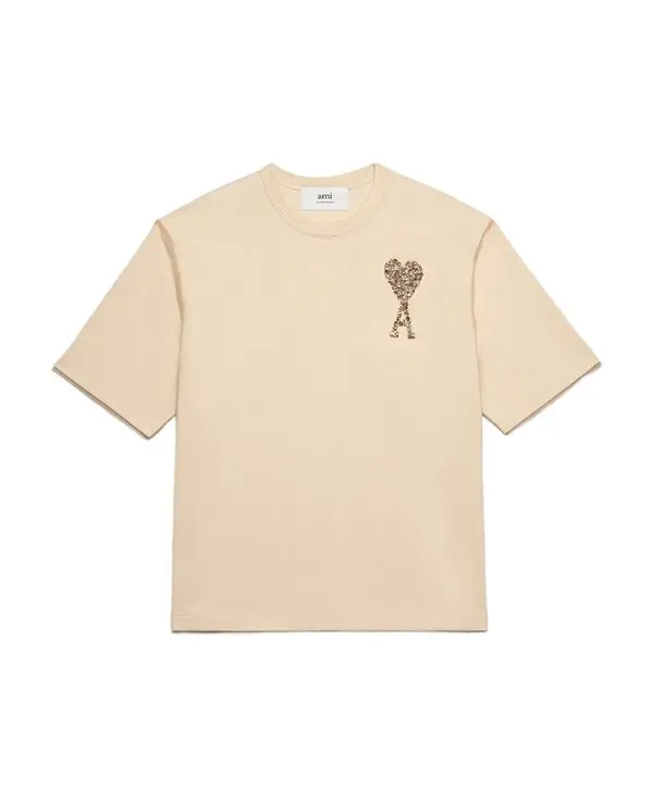 AMI Paris Crystal De Coeur-embroidery T-shirt