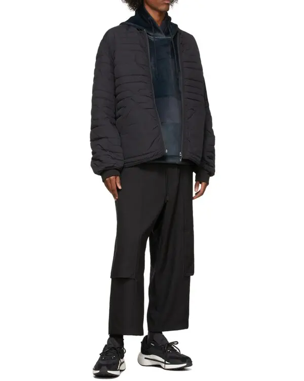 Y3 Tonal Logo Print Velvet Hoodie
