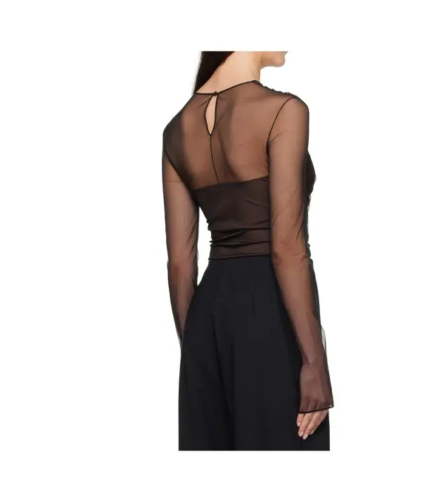 NENSI DOJAKA Rene Tulle Bodysuit With Front Ruffles