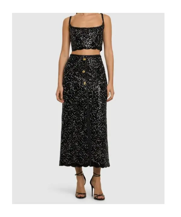 Giambattista Valli Sequined Tweed Crop Top