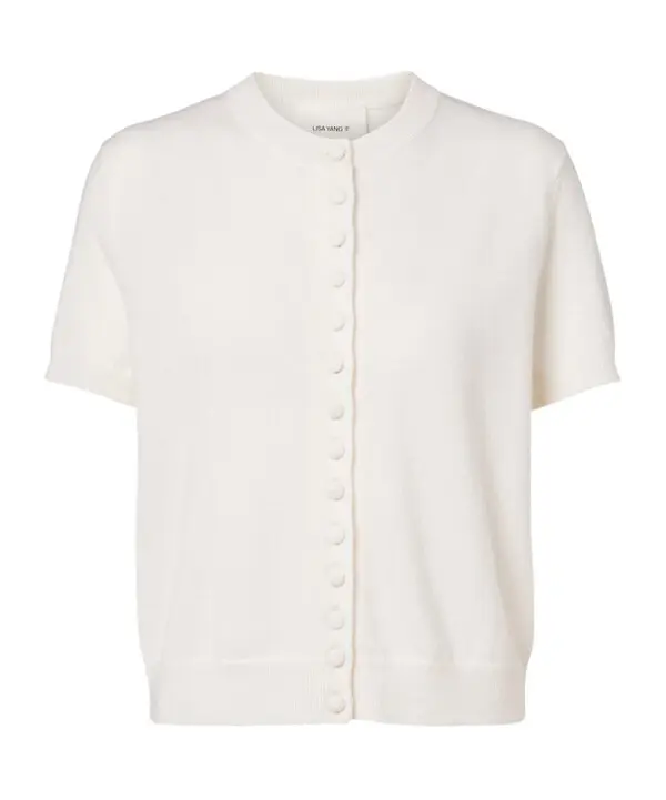 LISA YANG Short-sleeved Knitted Cardigan - White