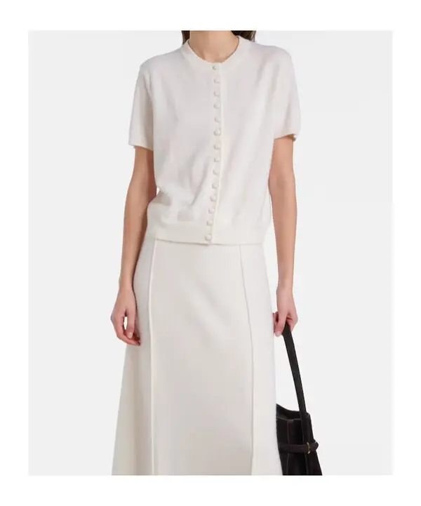 LISA YANG Short-sleeved Knitted Cardigan - White