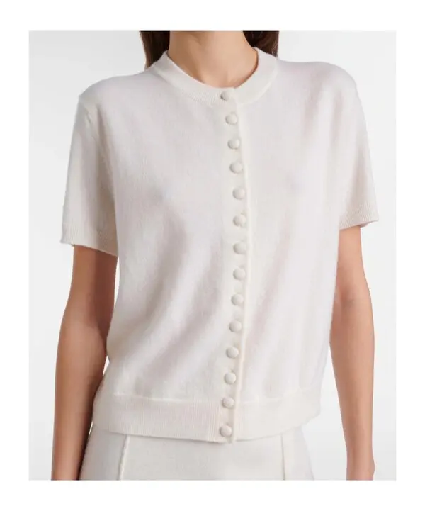 LISA YANG Short-sleeved Knitted Cardigan - White
