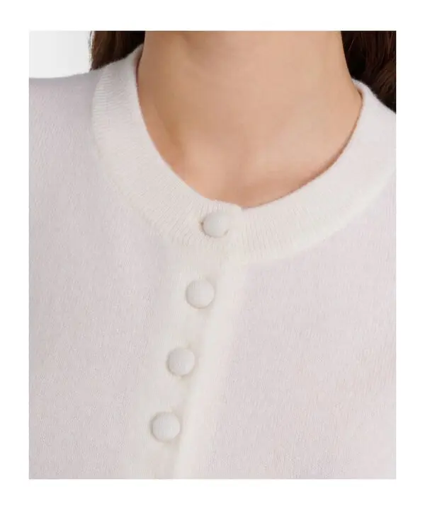 LISA YANG Short-sleeved Knitted Cardigan - White