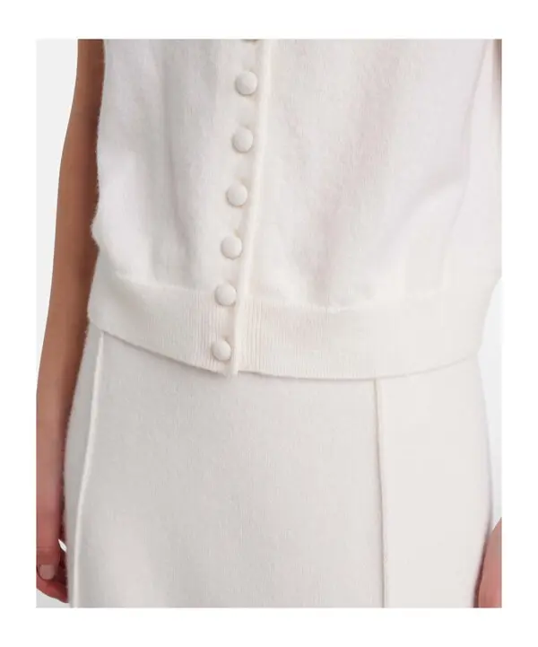 LISA YANG Short-sleeved Knitted Cardigan - White