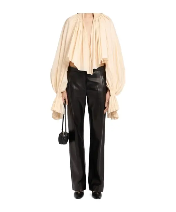 Khaite Miles Straight Leg Leather Pants - Black