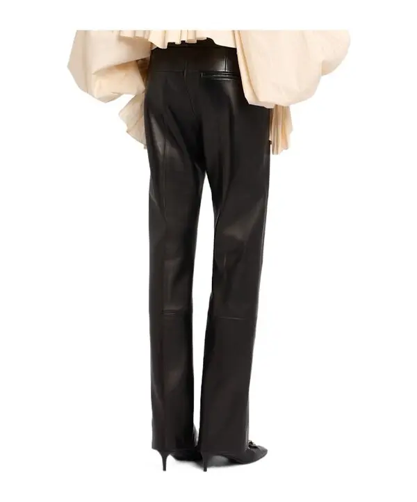 Khaite Miles Straight Leg Leather Pants - Black